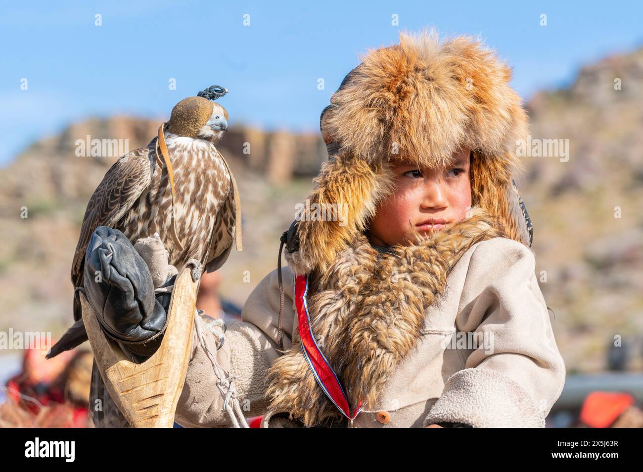 Asia, Mongolia, Bayan-Oglii Province. Altai Eagle Festival, young ...