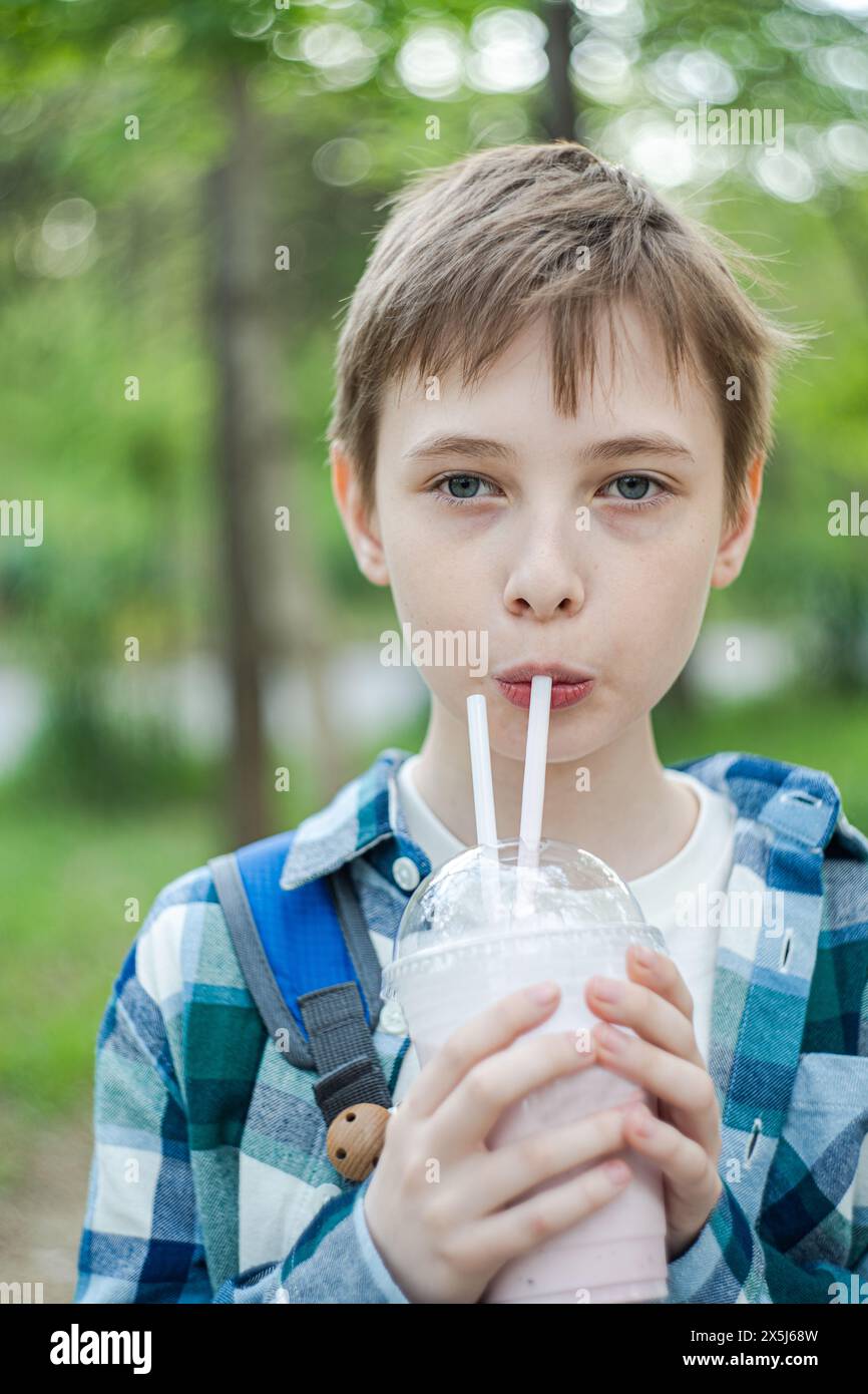Nice boy having fun outdoor Stock Photo - Alamy