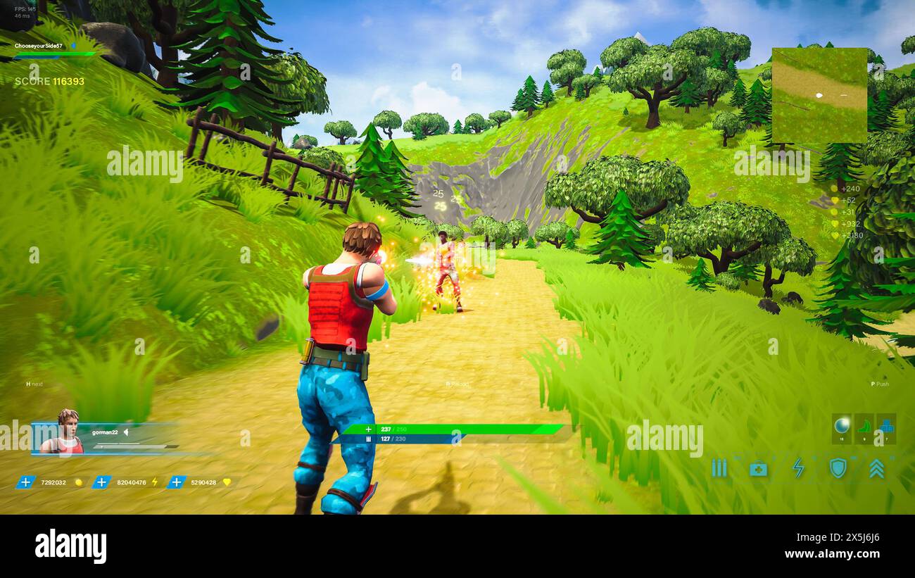 Day Video Game Mock-up: Gameplay of 3D FPS Shooter Online Multiplayer ...