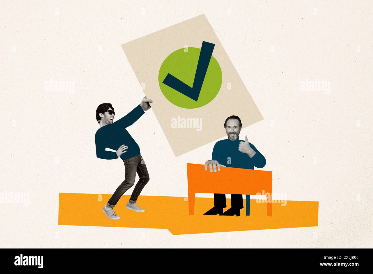 Composite collage image of teamwork startup company working together ...