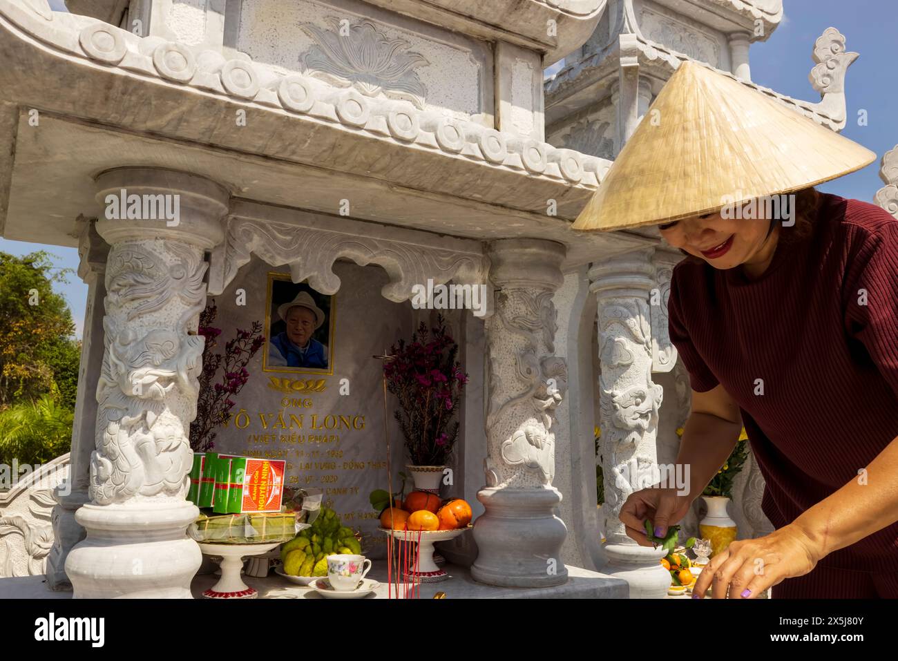 Vietnam. Traditional cemetery temple and grave celebrating dead family ...