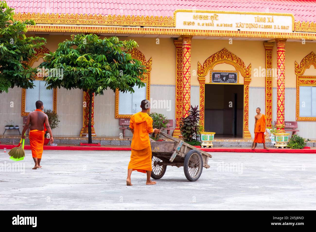Vietnam. Monks at Khmer Buddhist temple. (Editorial Use Only Stock ...