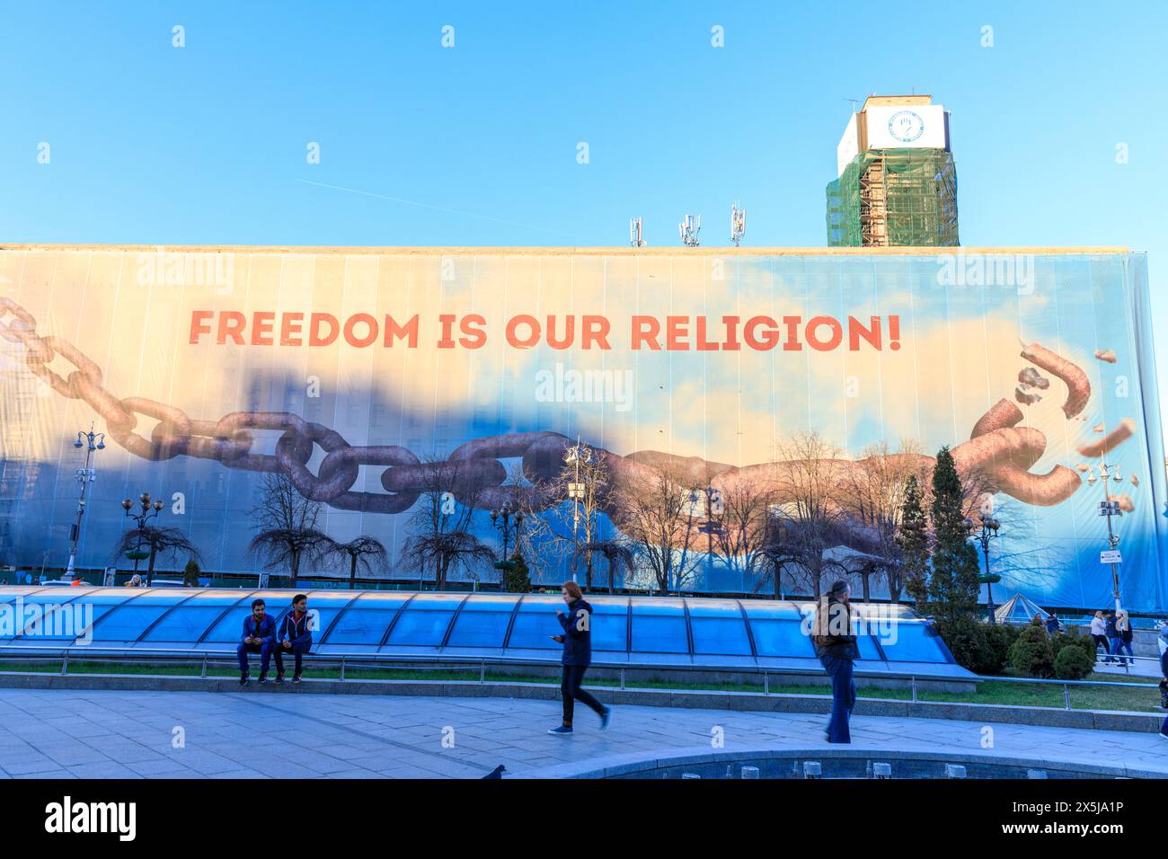 Ukraine, Kiev, Kyiv. Sign on wall near Independence Square. (Editorial ...
