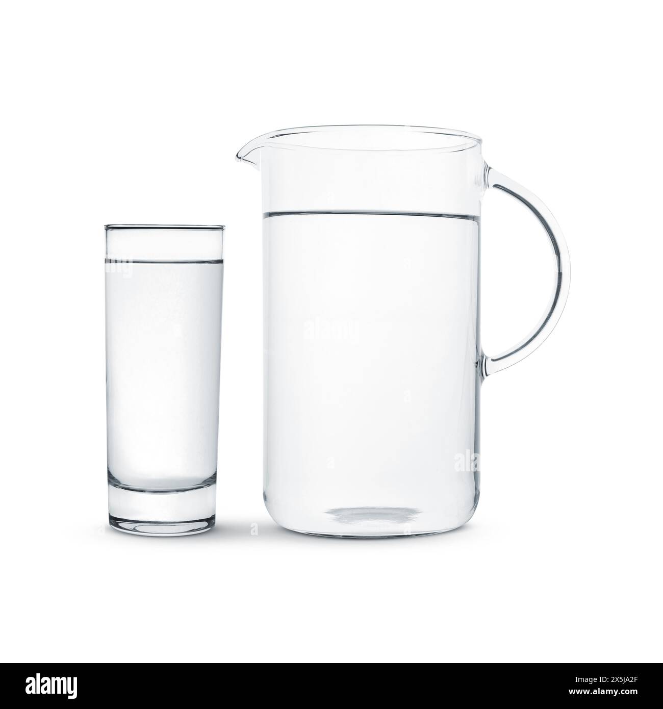 Glass and jug with water isolated on white Stock Photo - Alamy