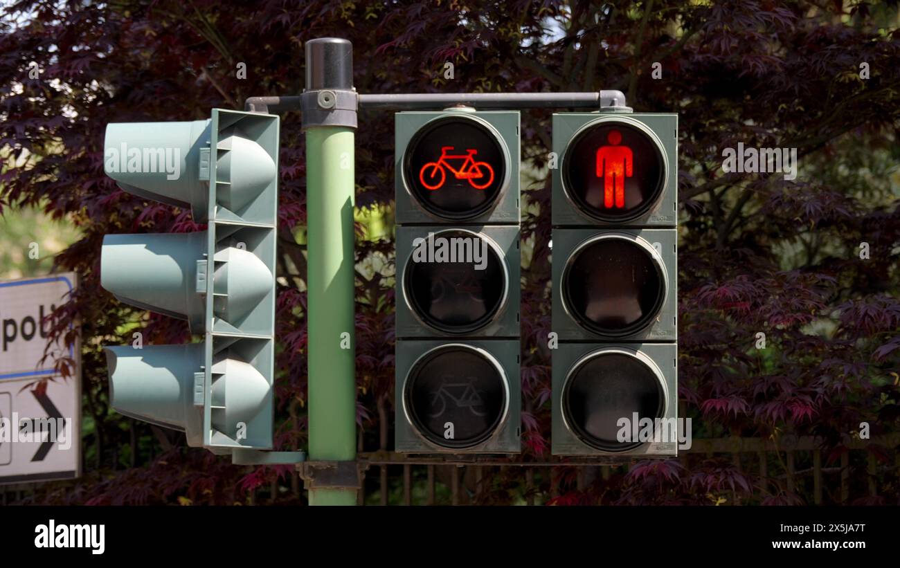 Showcasing a dual traffic light system designed for both cyclists and ...