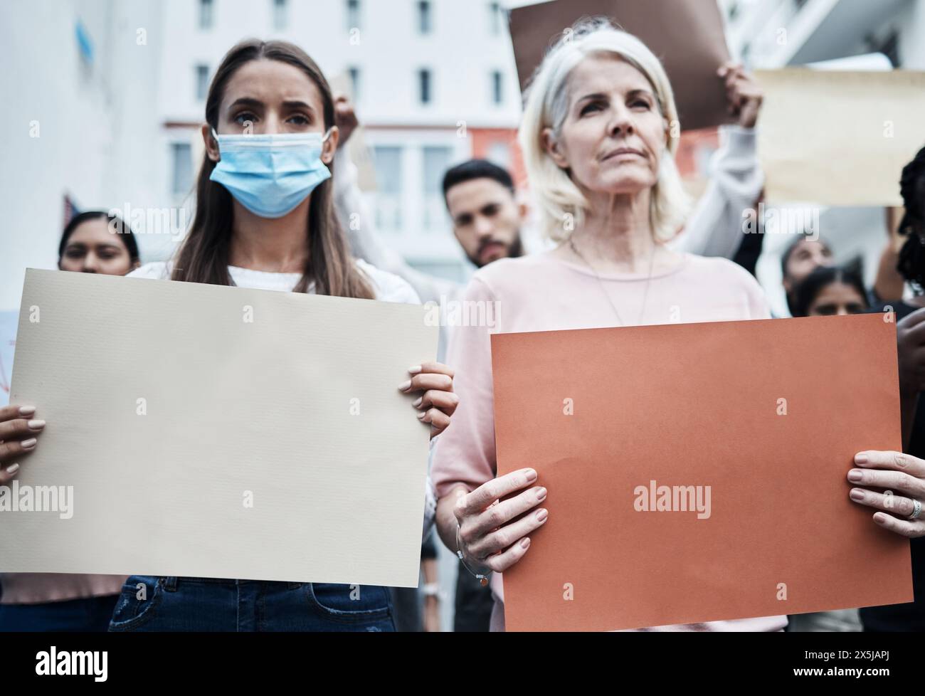 Woman, people and protest, fight and city, vaccine and rights, choice ...