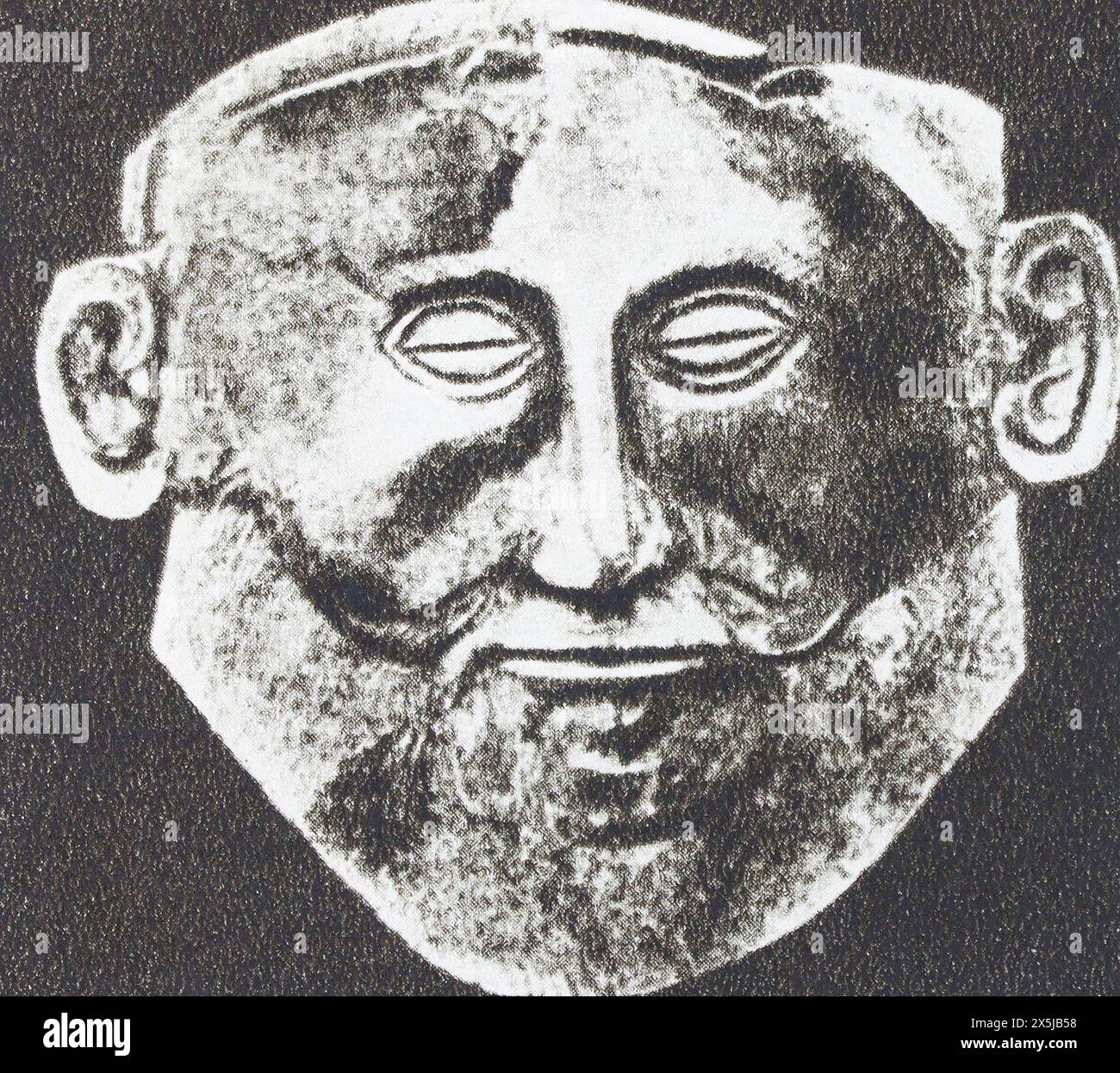 Golden ancient Greek mask. Photographs of the first half of the 20th ...