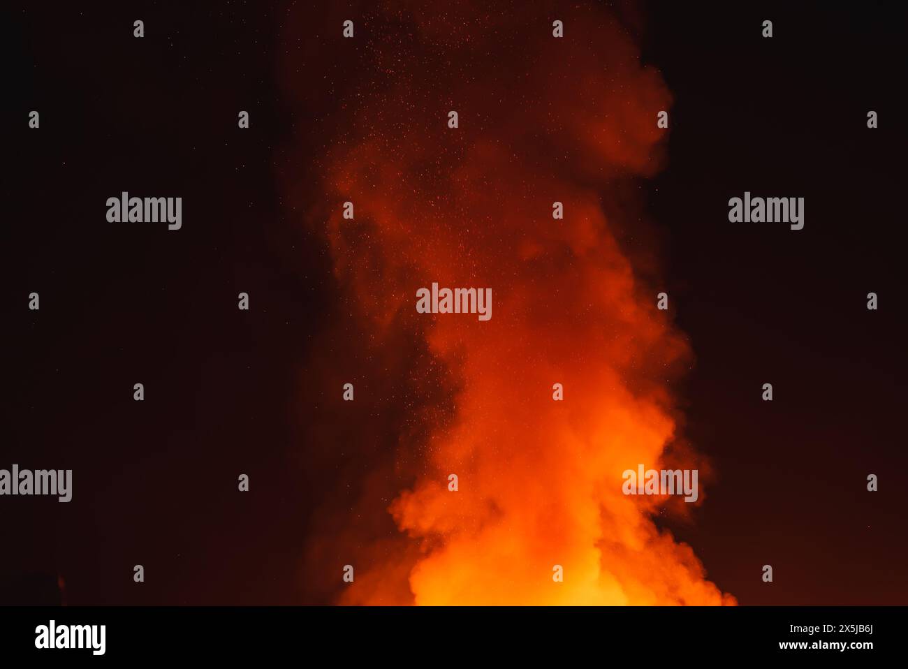 Intense Fire Burst Creates Dramatic Night Sky Scene, Desert Festival ...