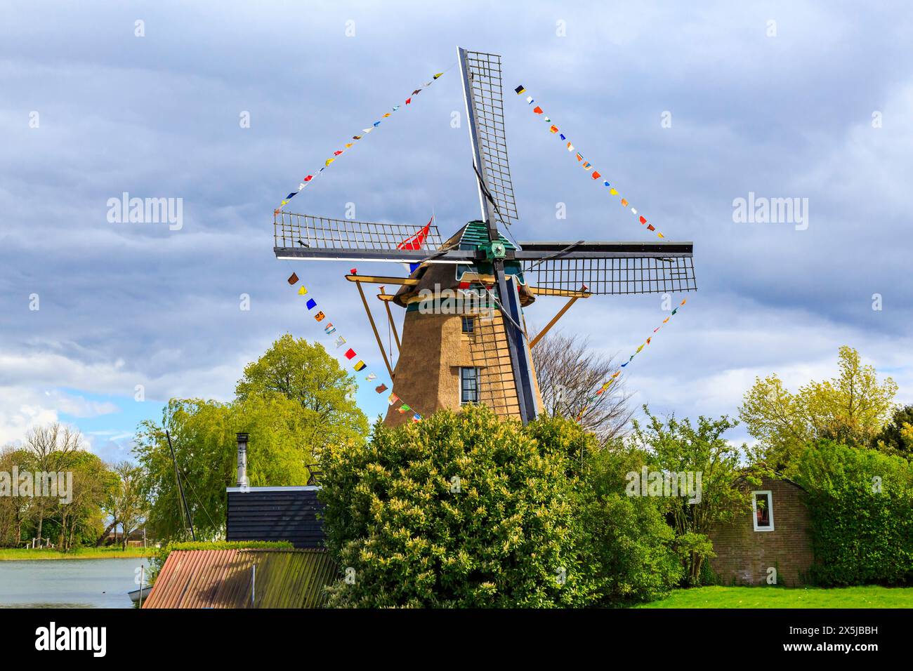 Netherlands, North Holland. Weesp. Typical Molen, windmills with Dutch ...