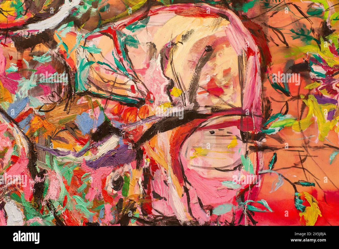 close up of oil painting, color paints, element of the artist's ...