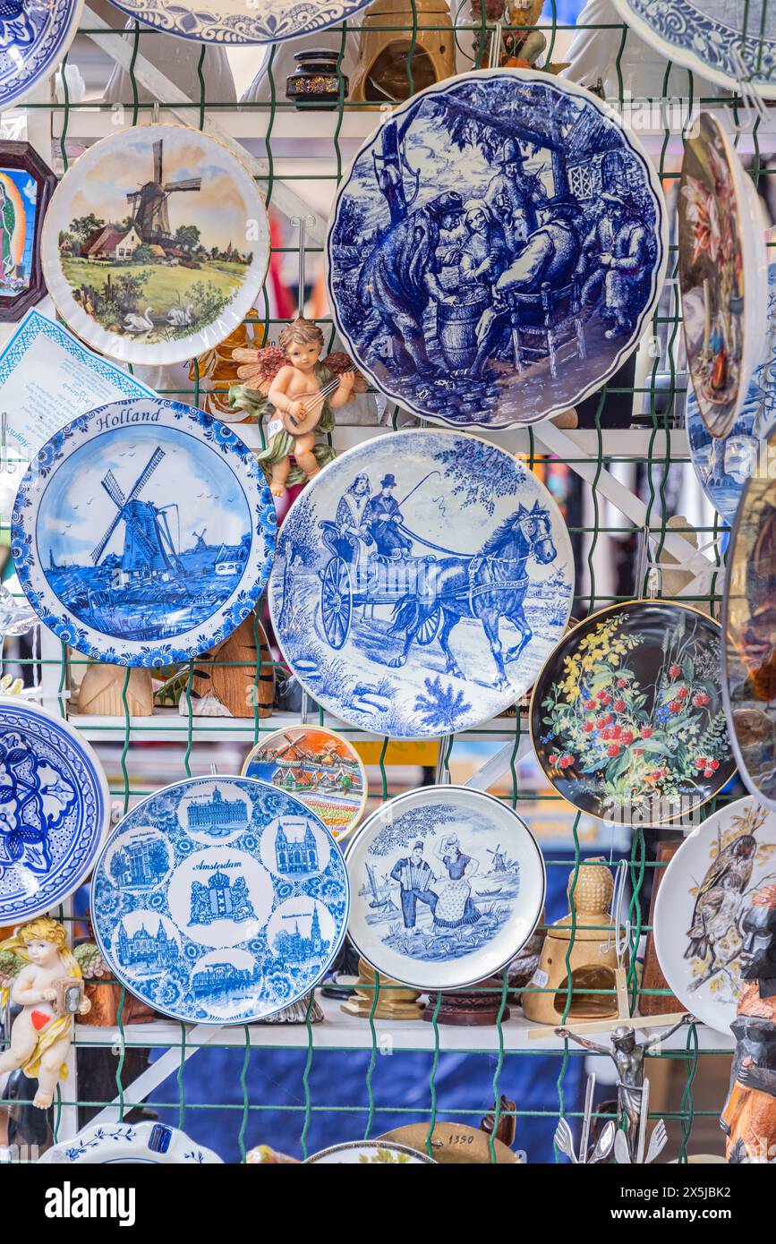 Netherlands, North Holland, Beverwijk. Souvenir blue and white glazed ...