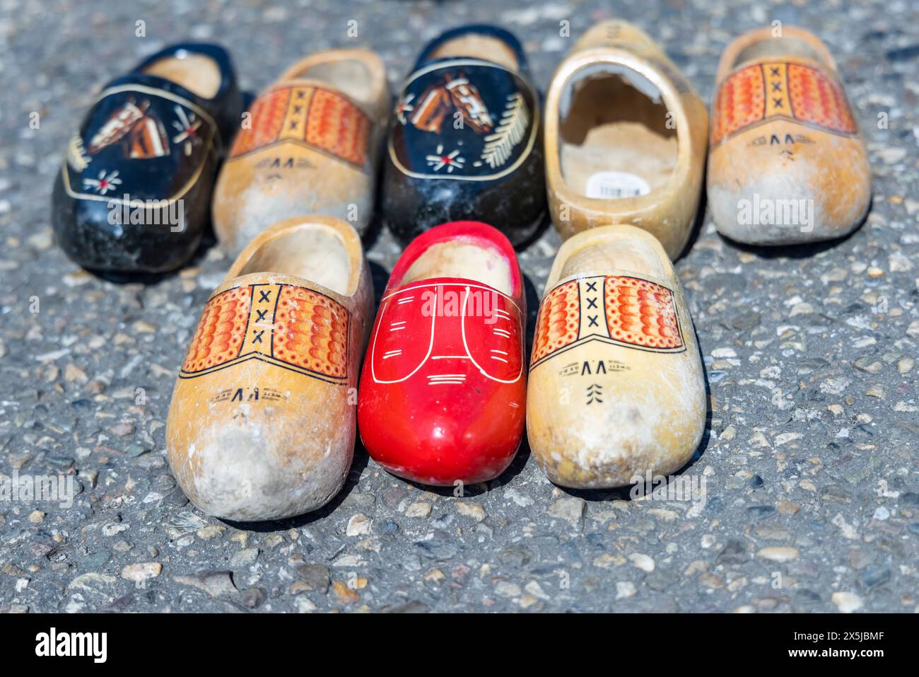 Netherlands, North Holland, Beverwijk. Traditional wooden clogs at a ...