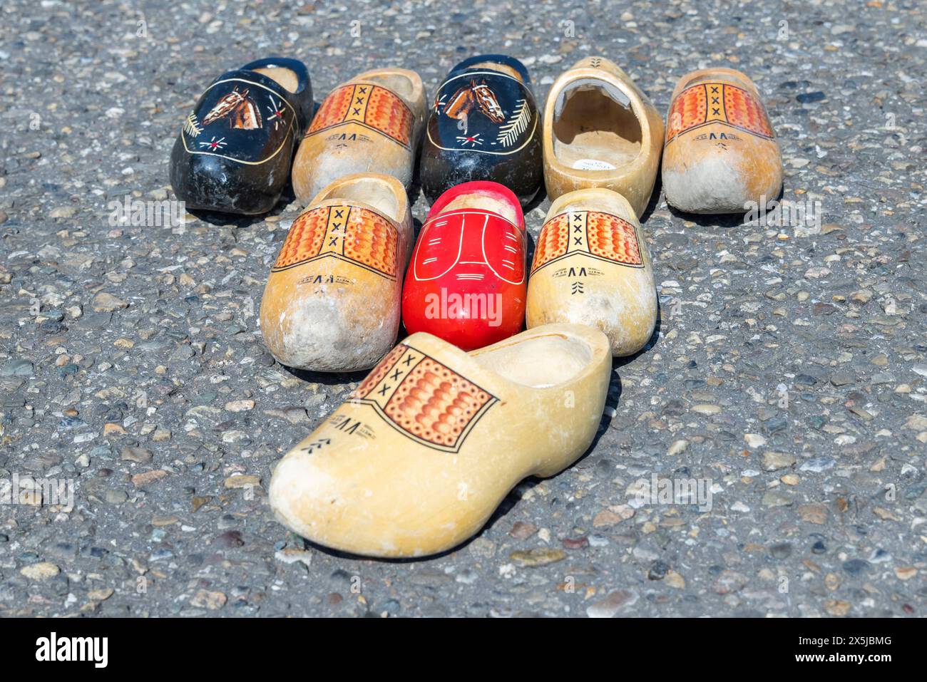 Netherlands, North Holland, Beverwijk. Traditional wooden clogs at a ...