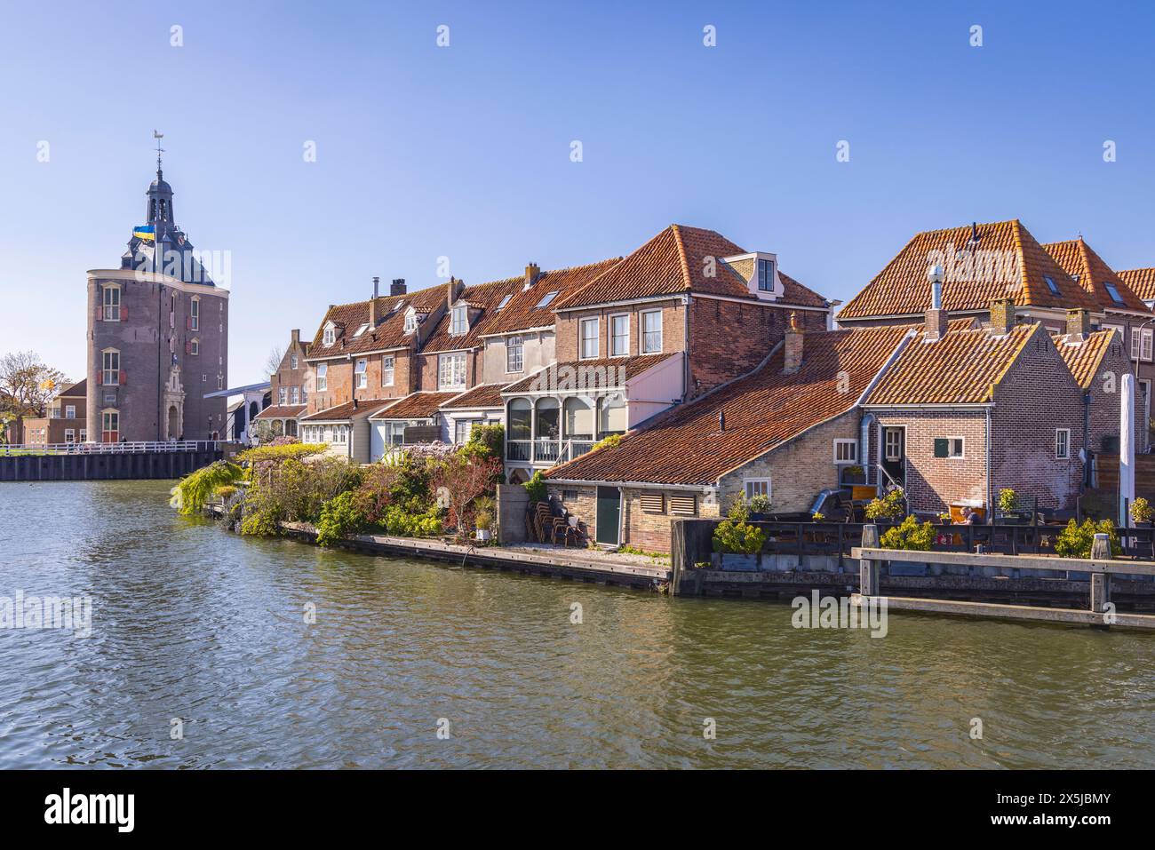 Netherlands, North Holland, Enkhuizen. Traditional Dutch Baroque row ...