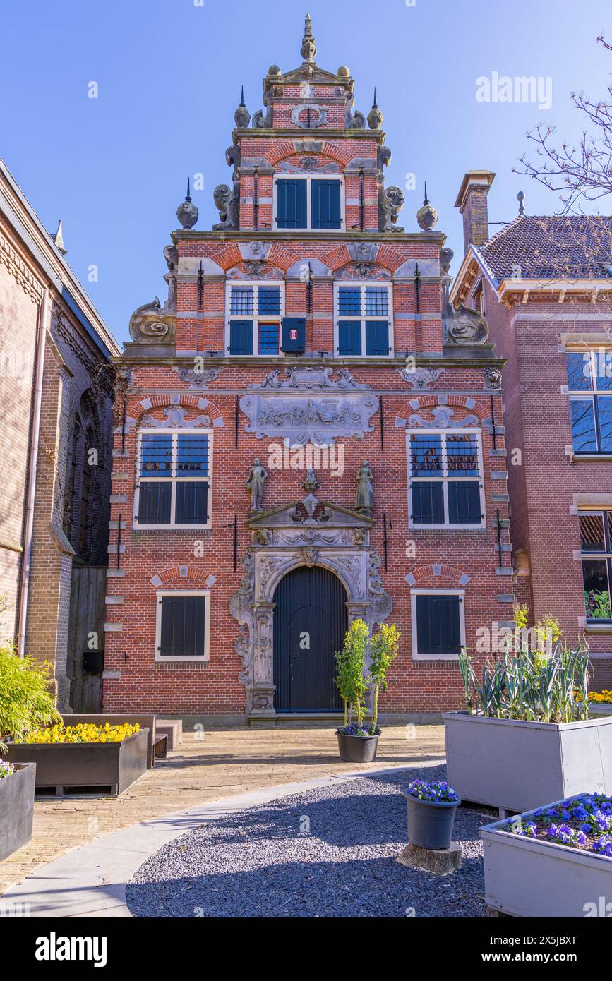 Netherlands, North Holland, Enkhuizen. Traditional Dutch Baroque row ...