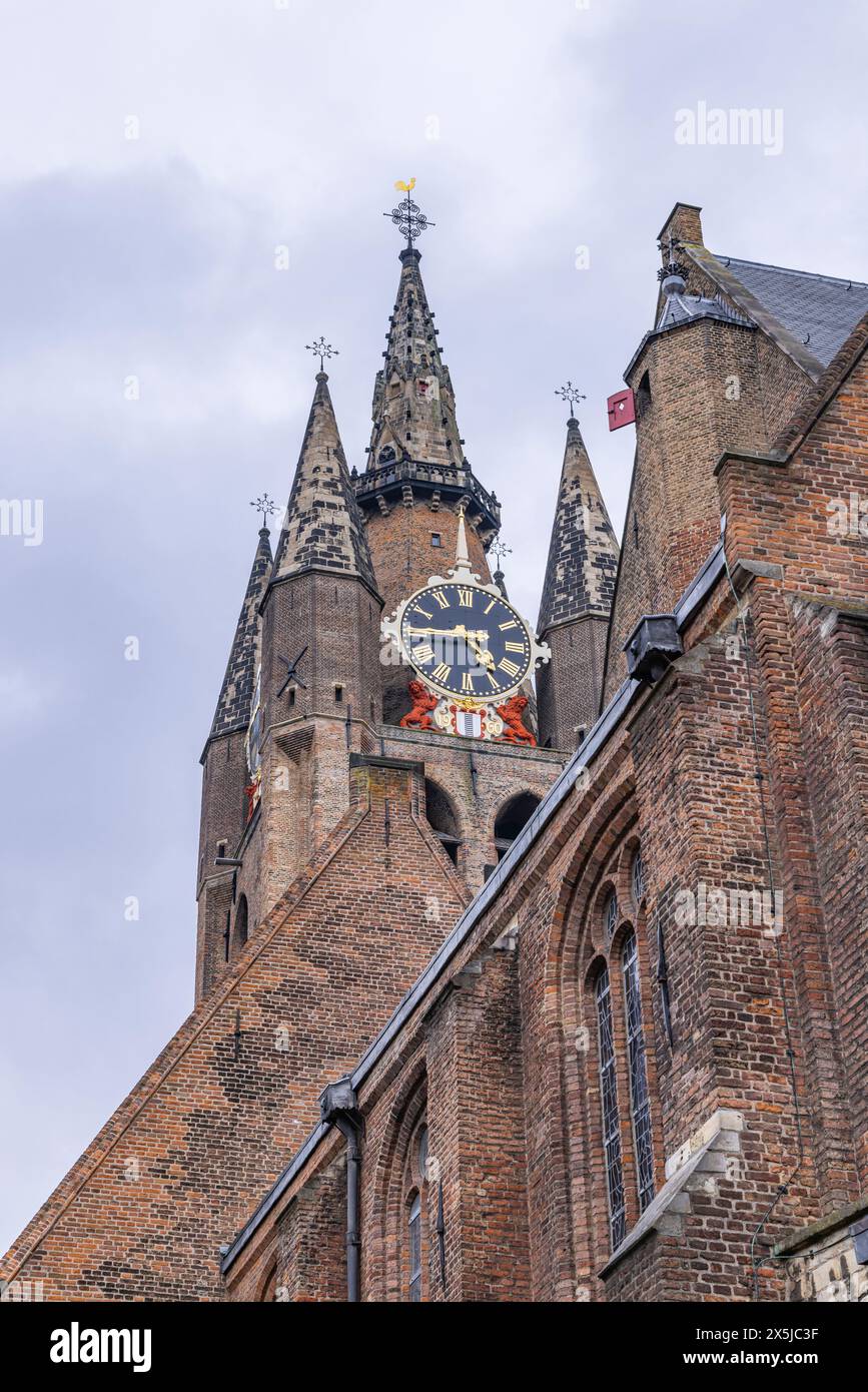 Netherlands, South Holland, Delft. Clock on the Oude Kerk, or Old ...
