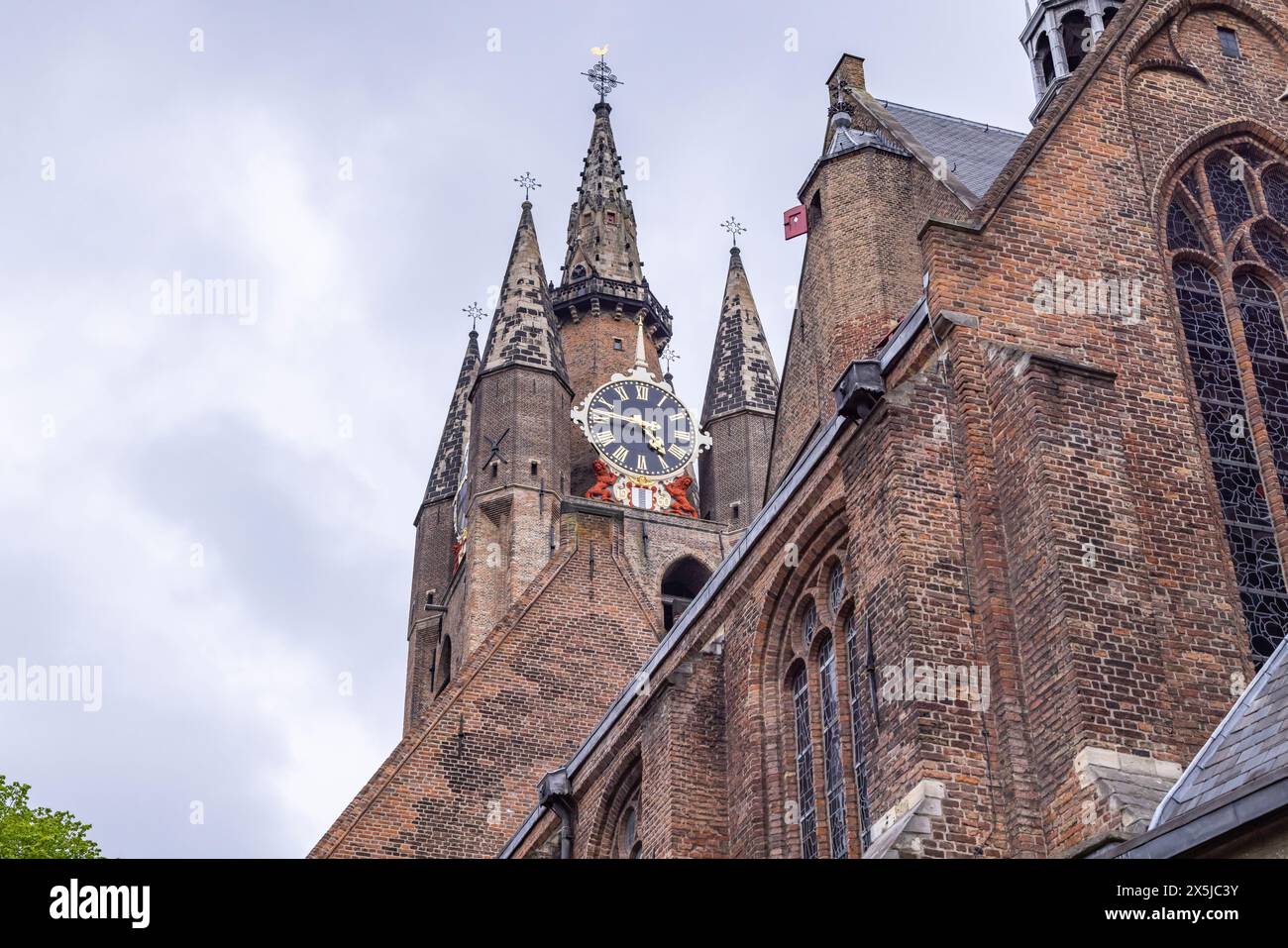 Netherlands, South Holland, Delft. Clock on the Oude Kerk, or Old ...