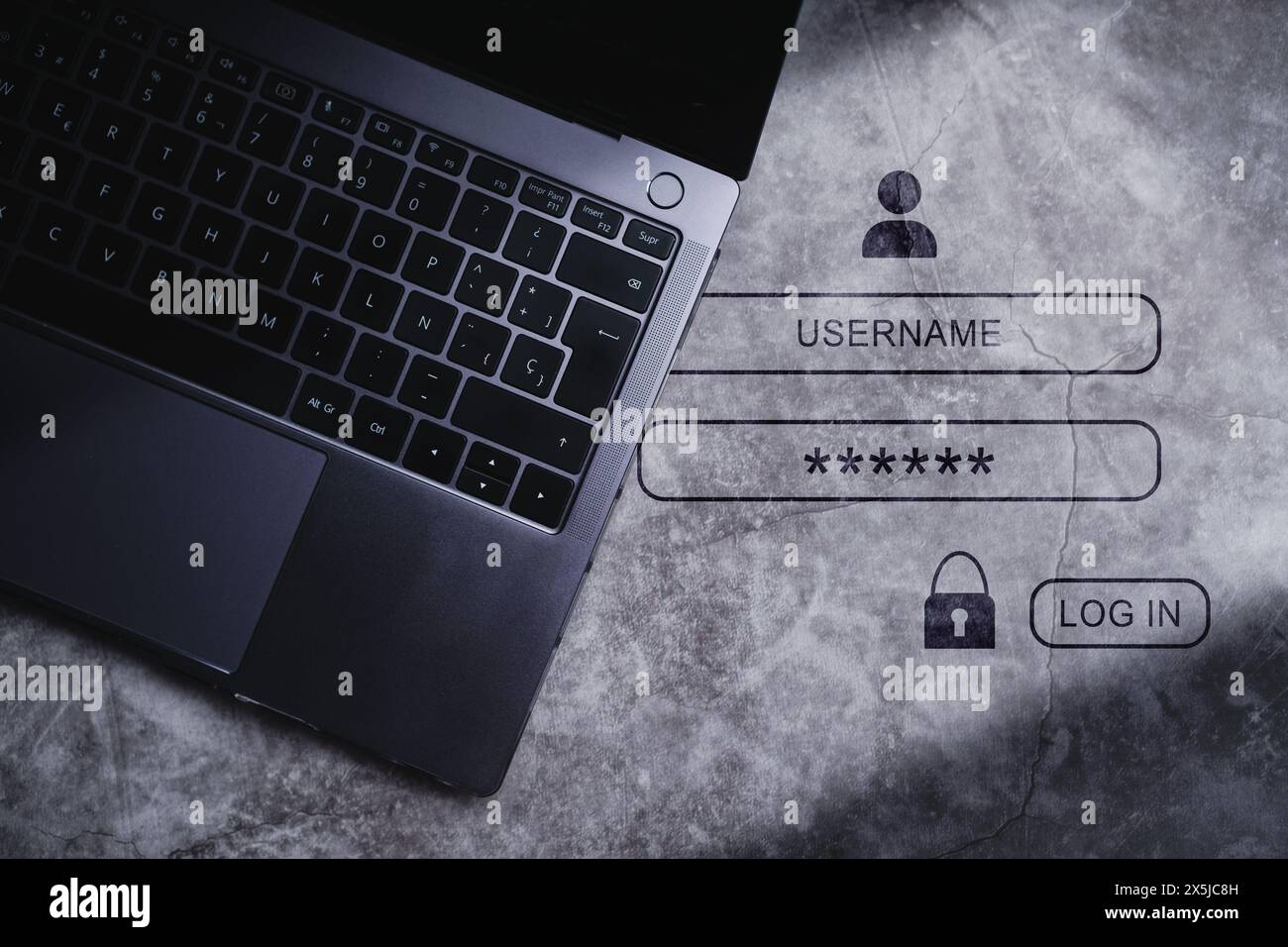 Desktop View With Cyber Security Password Login Online On Laptop Data Protection From Hacker
