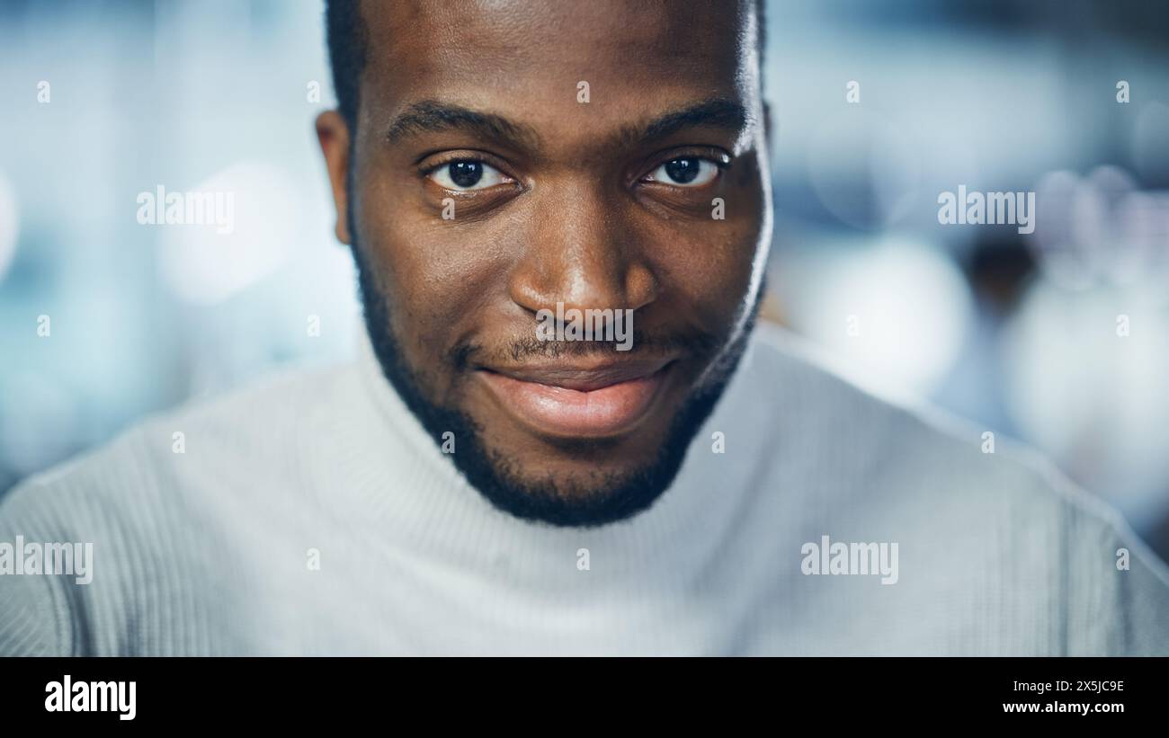 Close-up Portrait of Handsome Black Man with Deep Brown Eyes, Trimmed ...