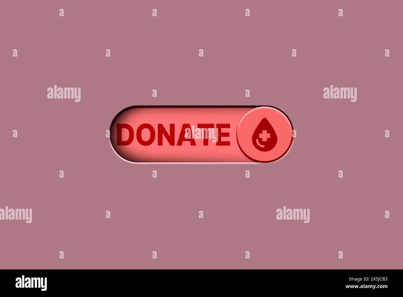 3D digital red button to donate blood. World blood donor day. Blood ...