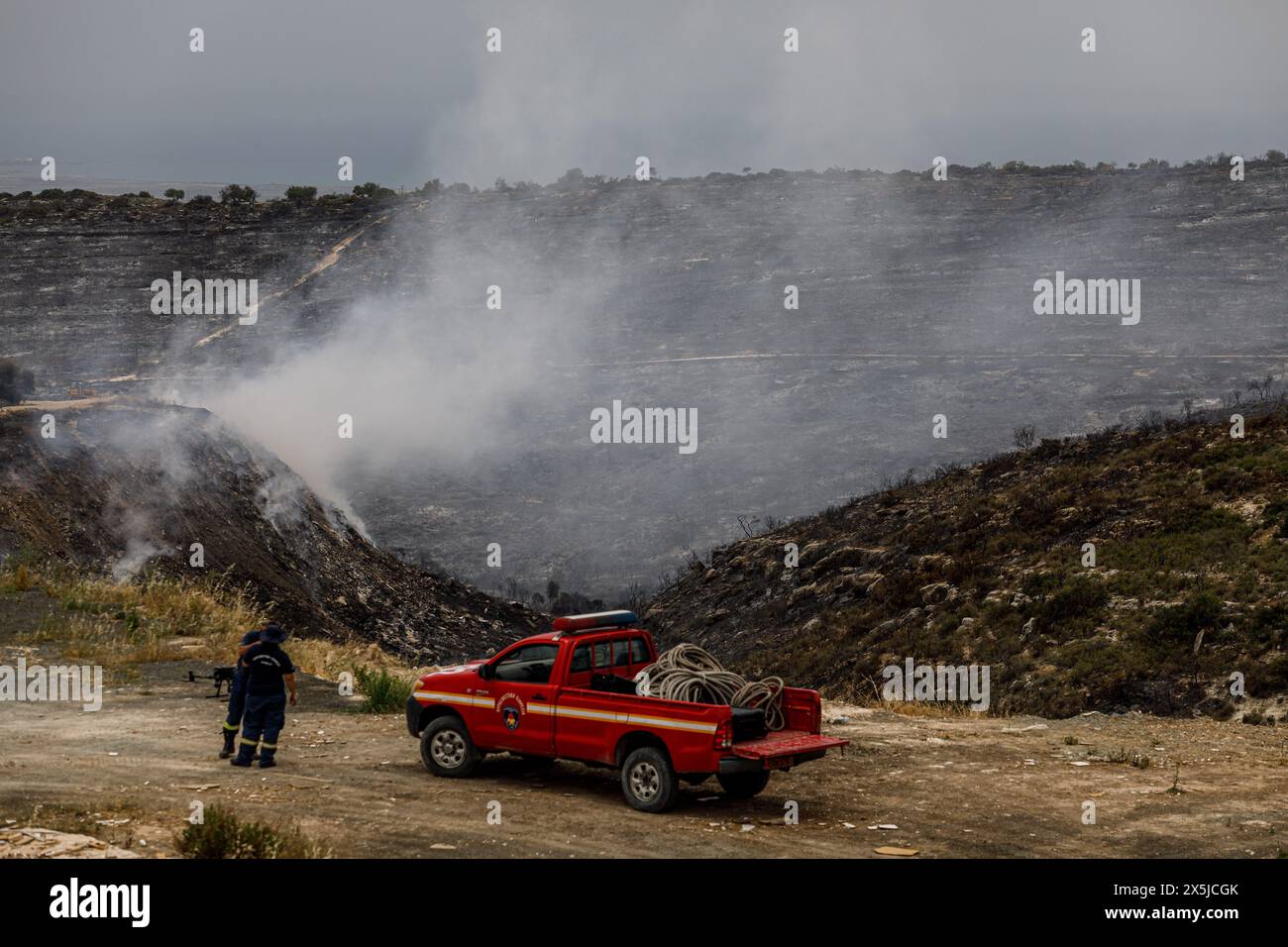 Limassol, Cyprus. 10th May, 2024. Fire department members are preparing ...
