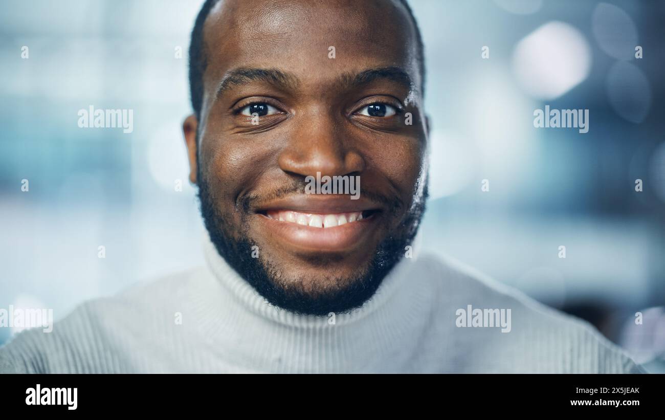 Close-up Portrait of Handsome Black Man with Deep Brown Eyes, Trimmed ...