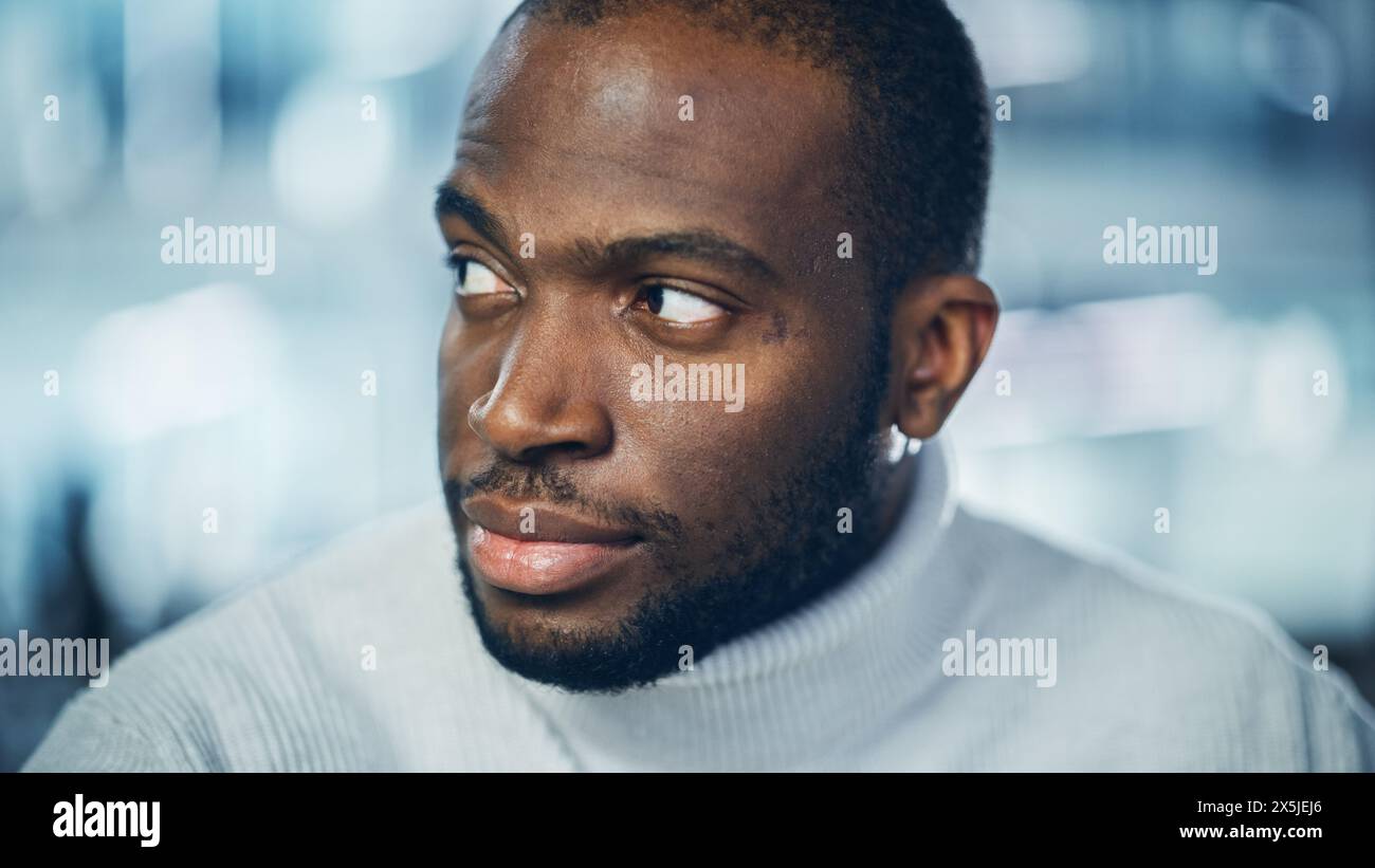 Close-up Portrait of Handsome Black Man with Deep Brown Eyes, Trimmed ...