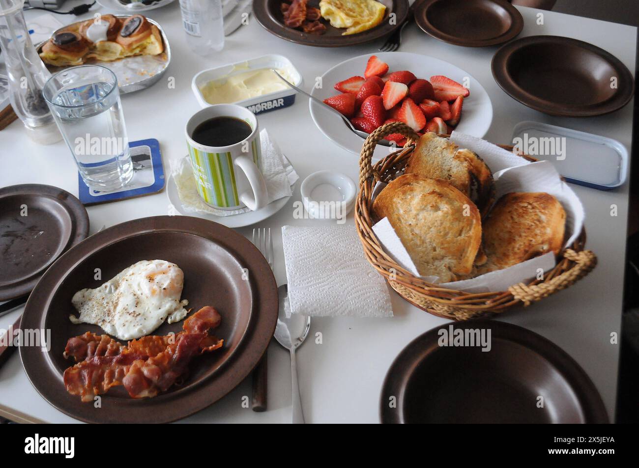 Copenhagen/ Denmark/10 MAY 2024 2024/ Home cooked break table in danih ...