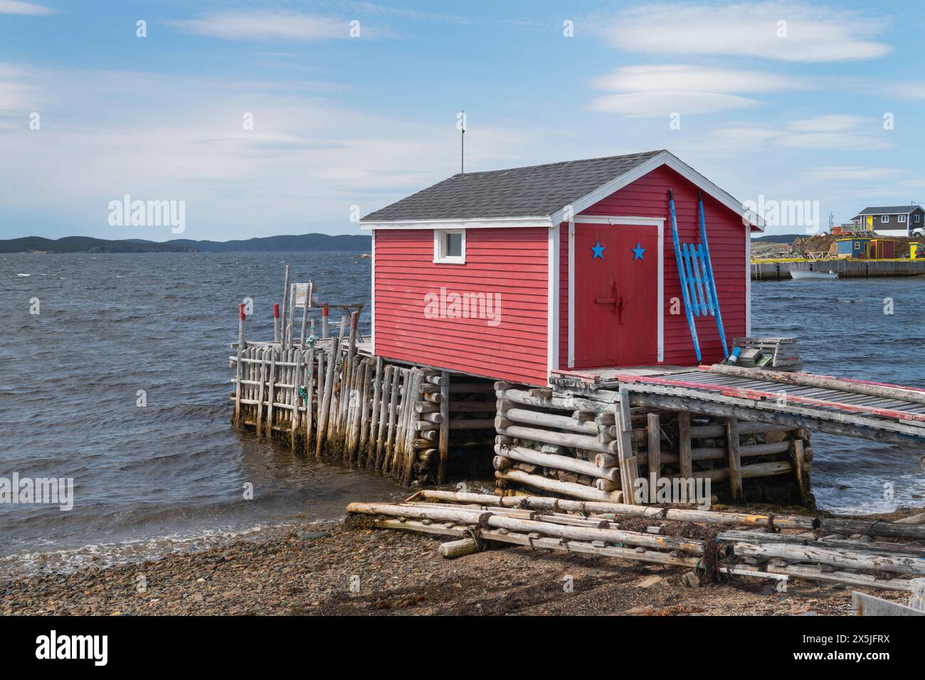 Red fishing stages near Twillingate, Newfoundland and Labrador, Canada ...