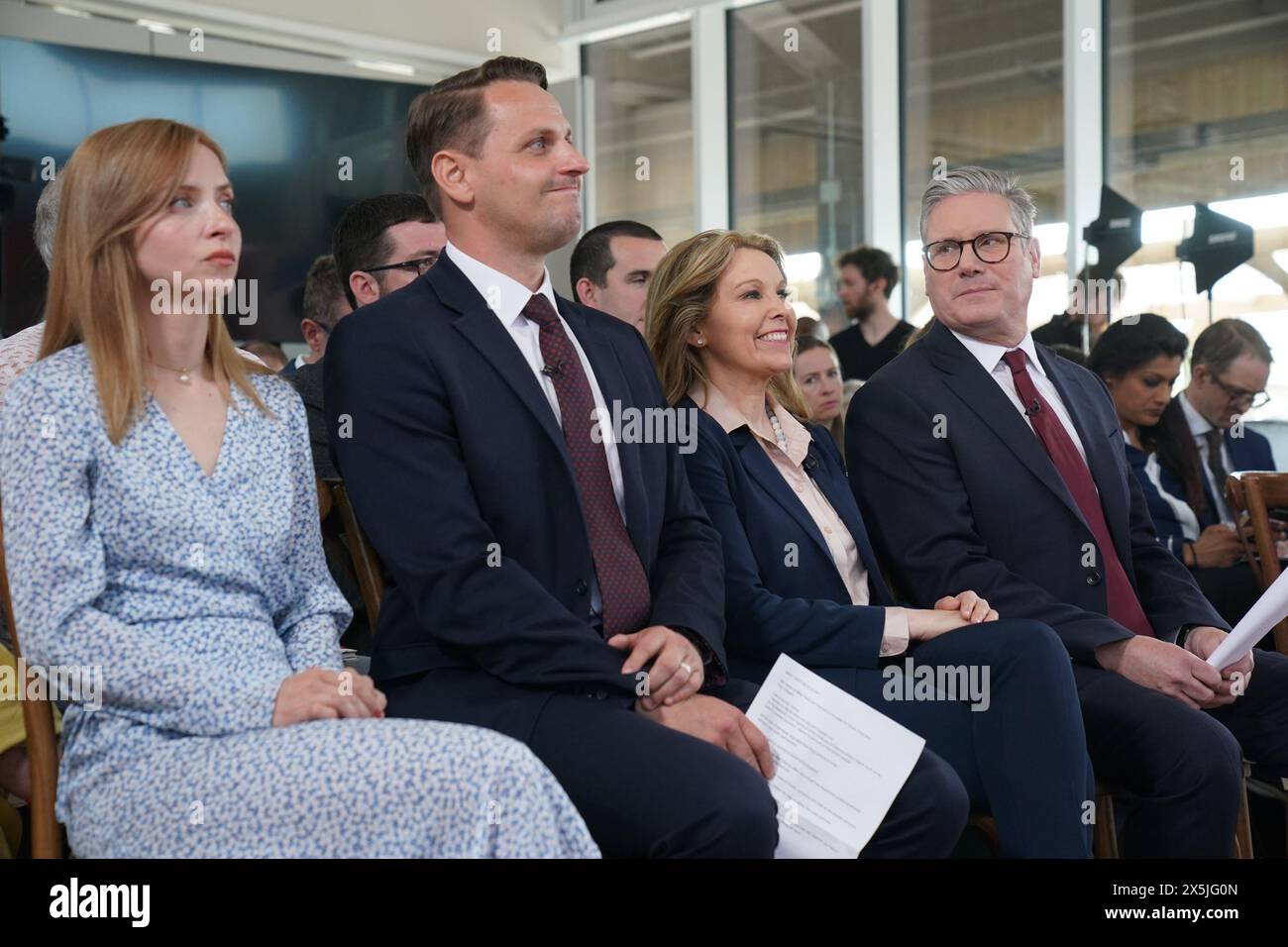 Labour Party leader Sir Keir Starmer (right), sits with new Labour MP ...