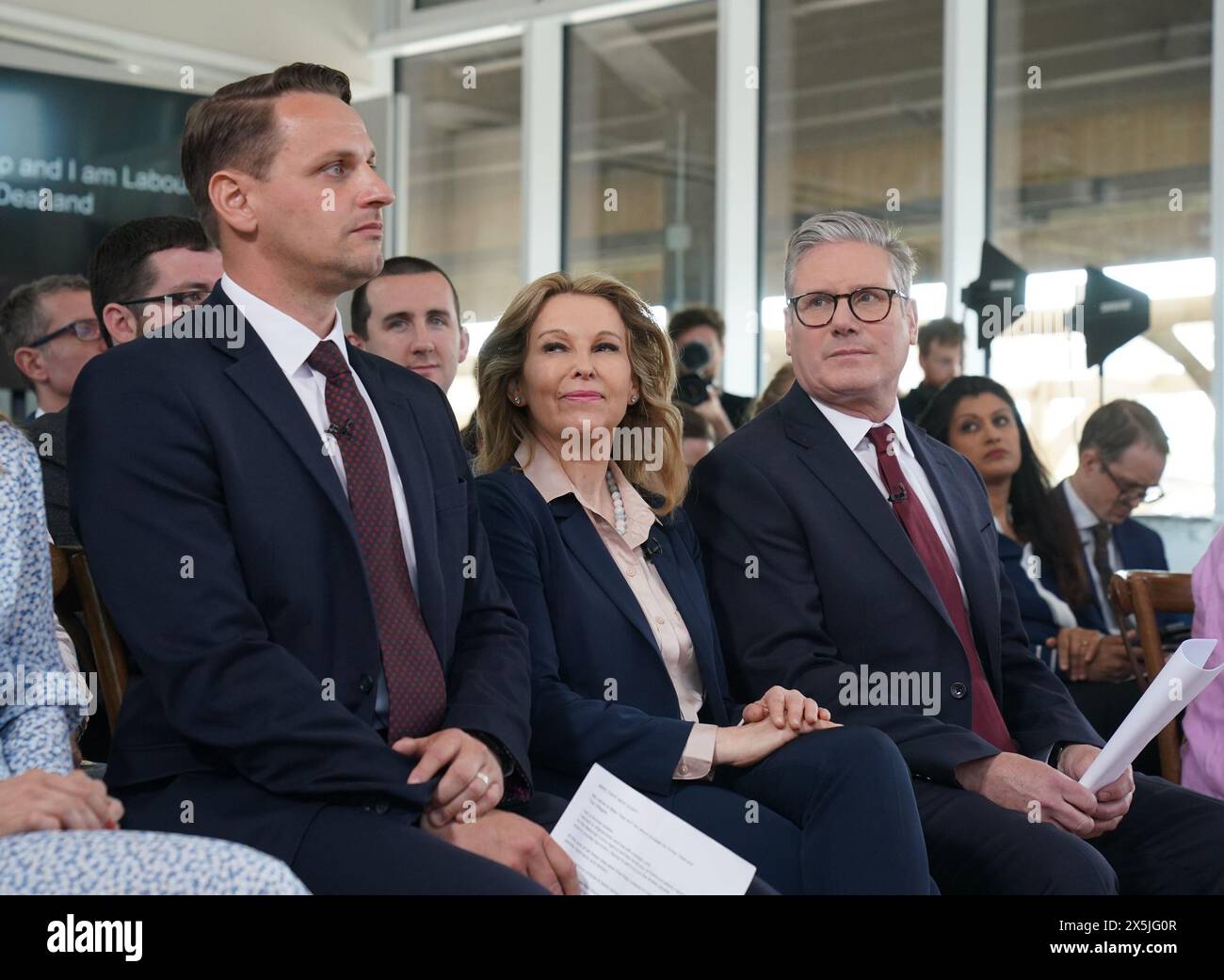 Labour Party leader Sir Keir Starmer (right), sits with new Labour MP ...
