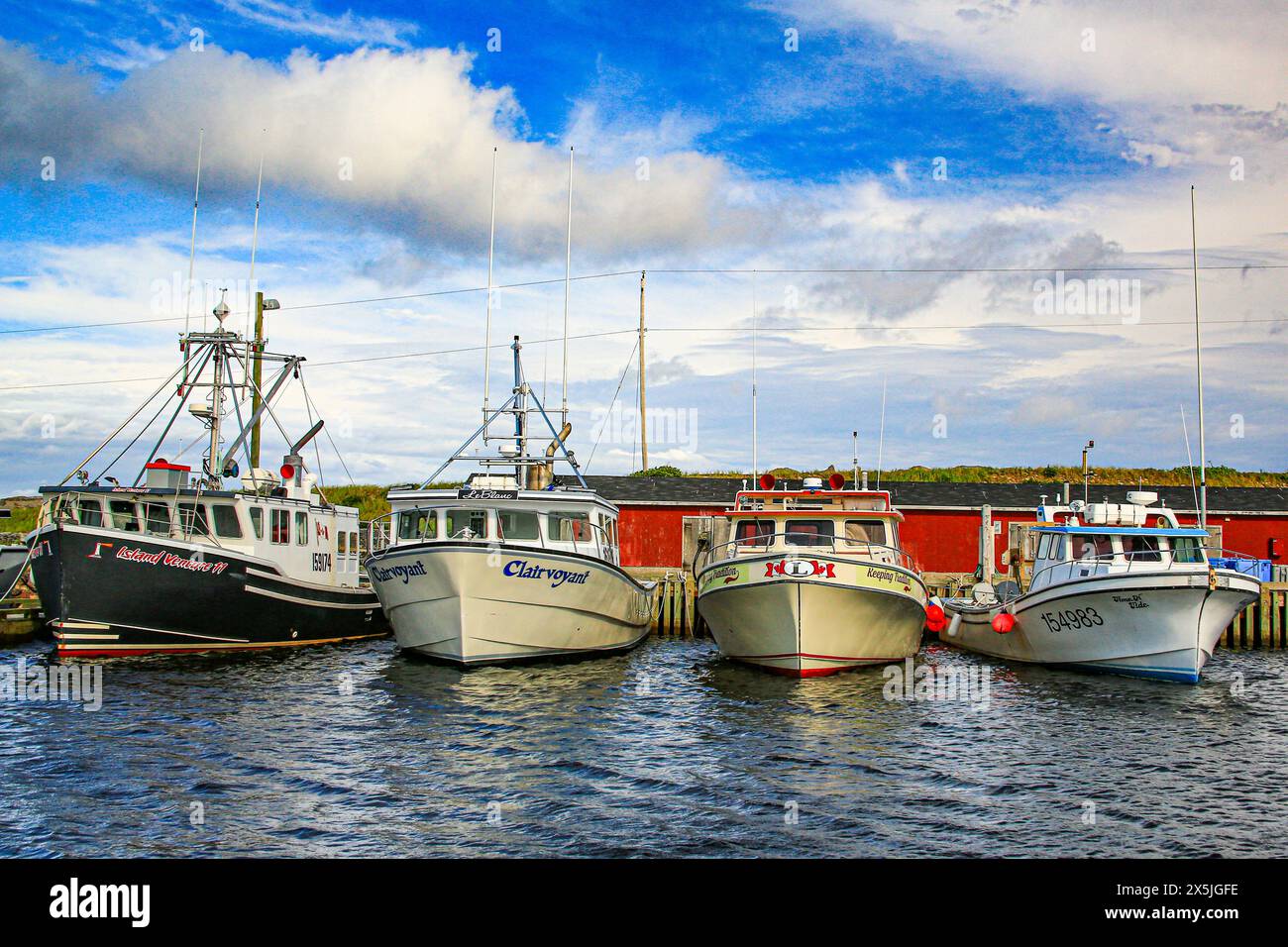 Canada, Nova Scotia, Cape Breton. Margaree Harbor, fishing boats ...