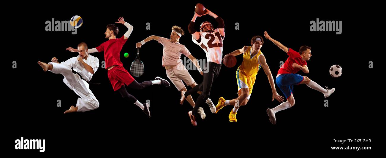Sport collage. Active, young people, professional sportsmen of ...