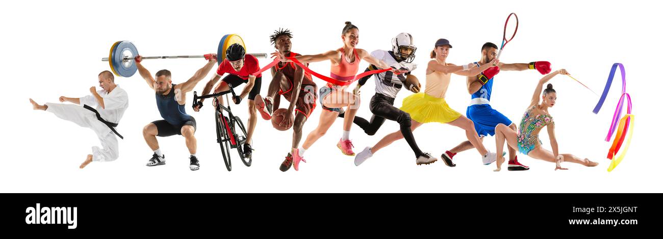 Sport collage. Athletes in motion, featuring martial arts ...