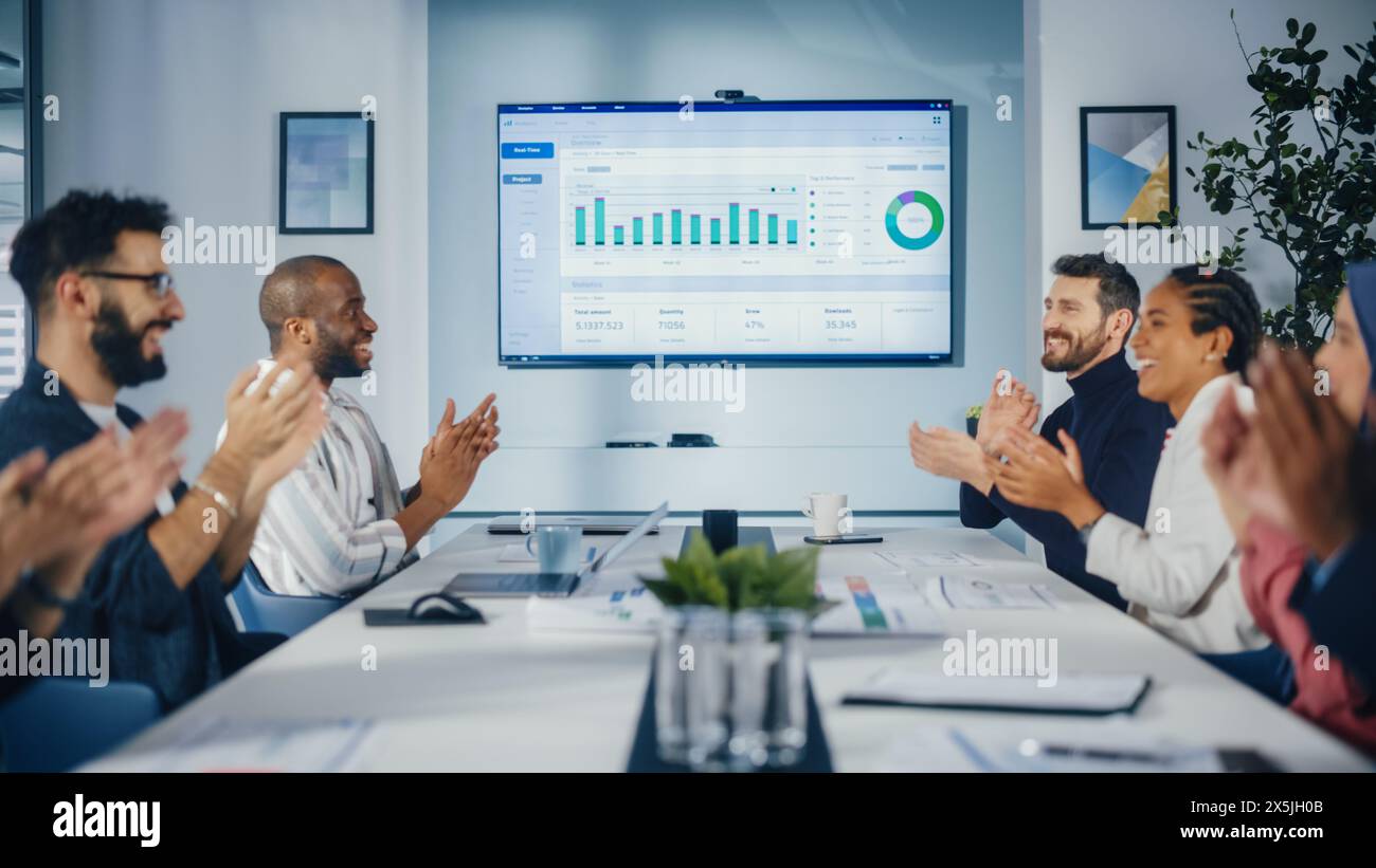 Multi-Ethnic Office Conference Room Meeting: Diverse Team of Managers ...