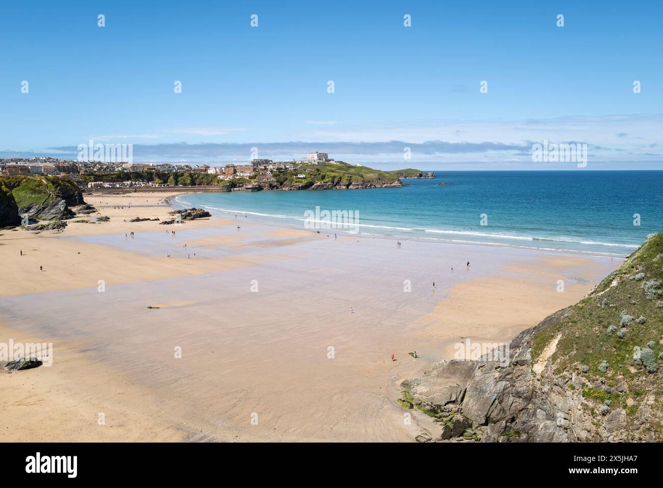 A view over Great Western Gt Western Beach to Towan beach and Towan ...