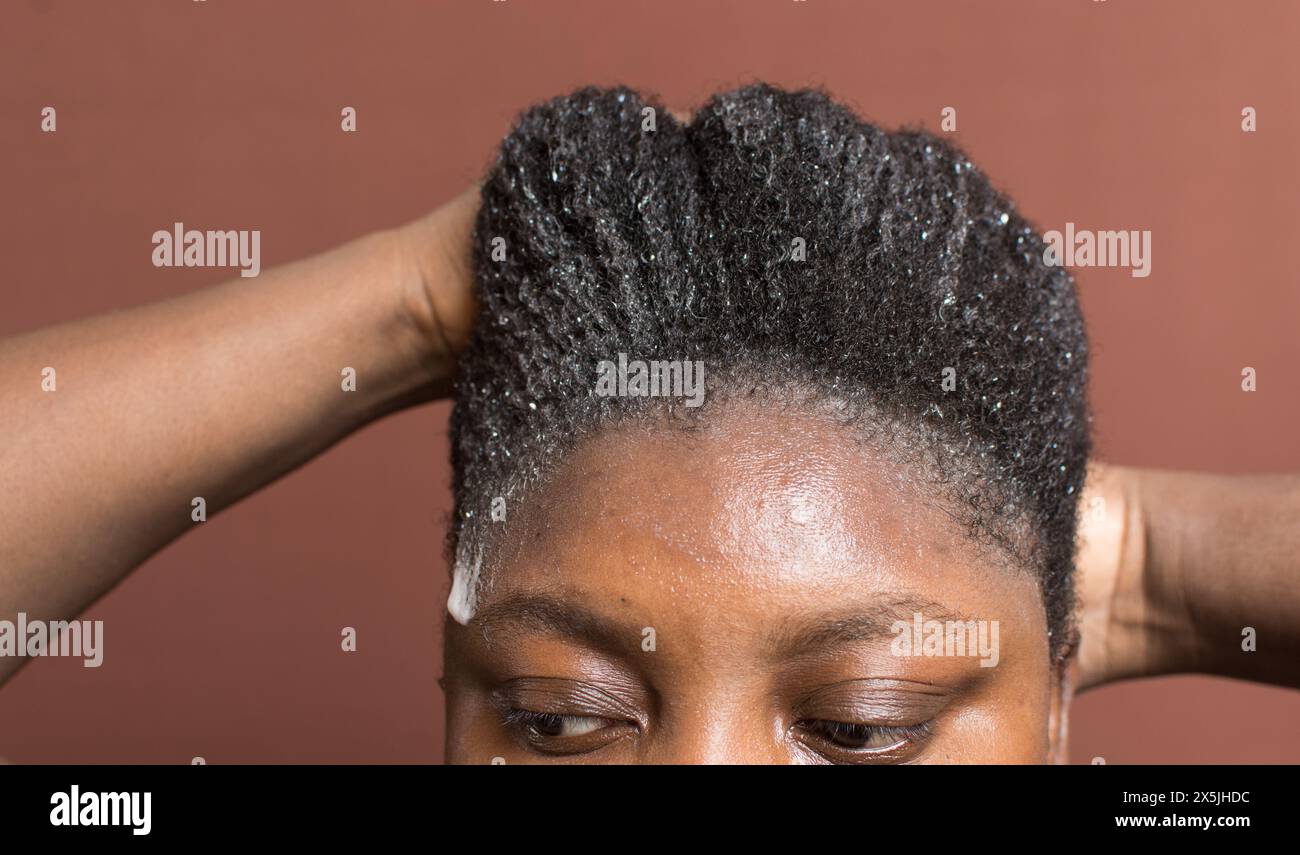 Washing curly hair with a shampoo, shampooing 4c coily hair, scrubbing ...
