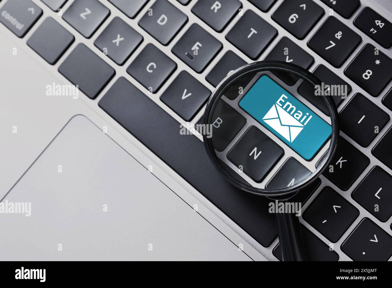 Email. Light blue button with illustration of envelope on computer ...