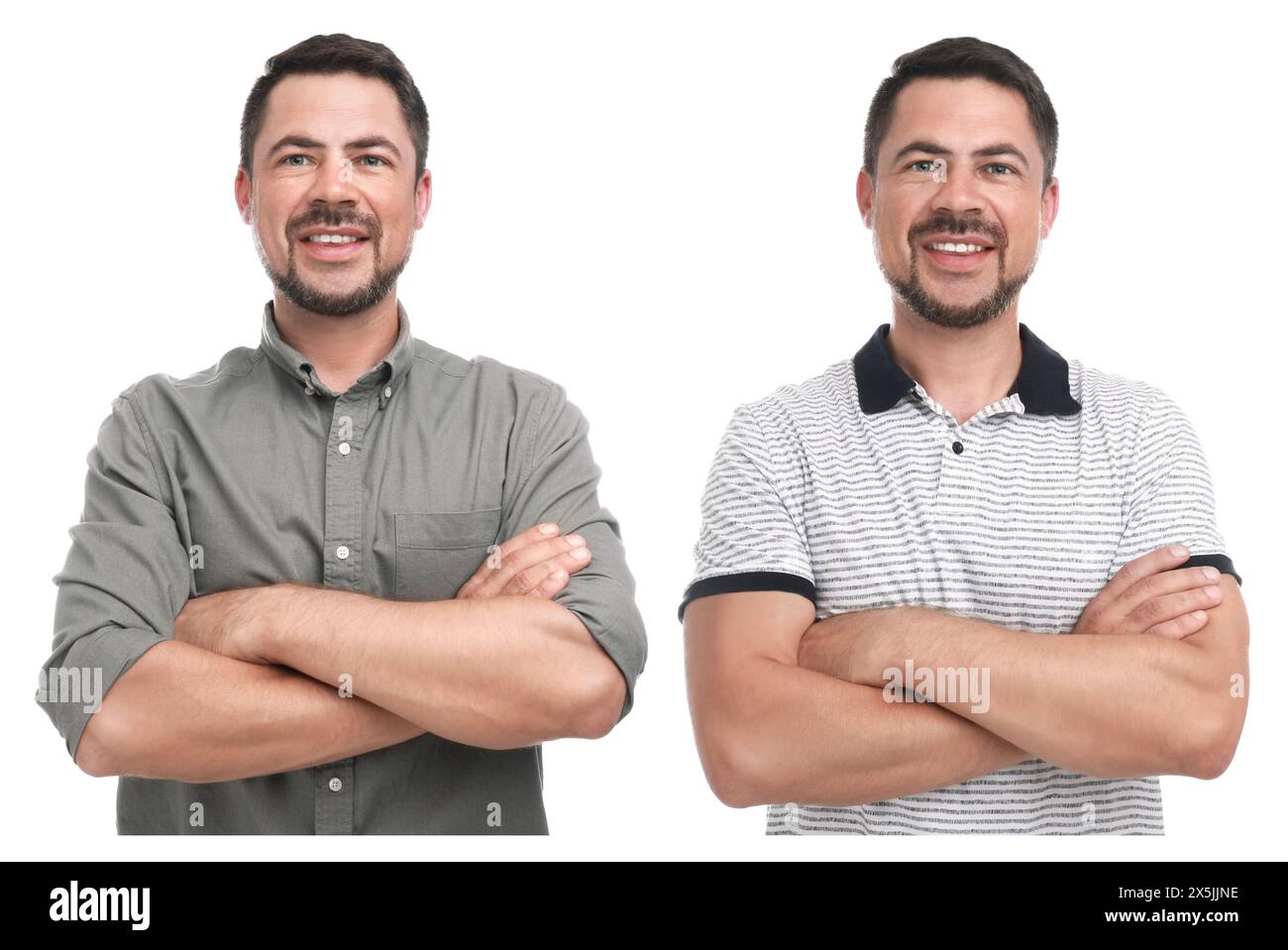Portrait of twin brothers on white background Stock Photo - Alamy