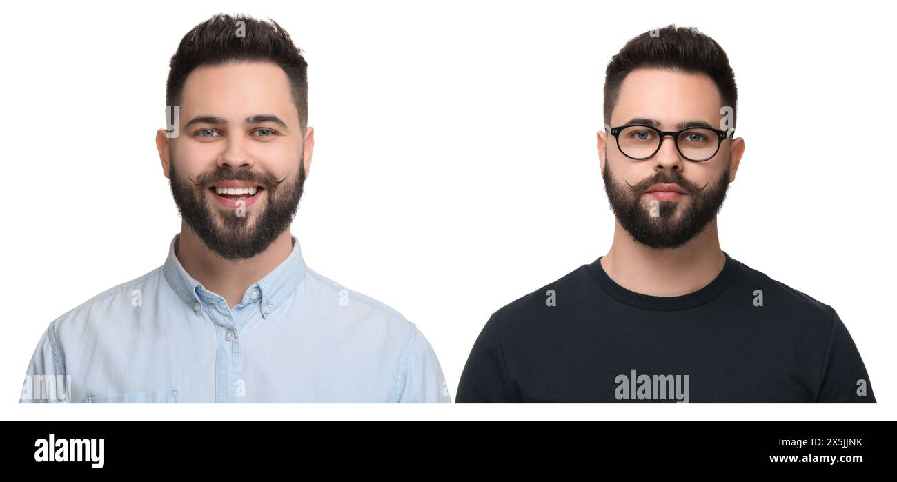 Portrait of twin brothers on white background Stock Photo - Alamy
