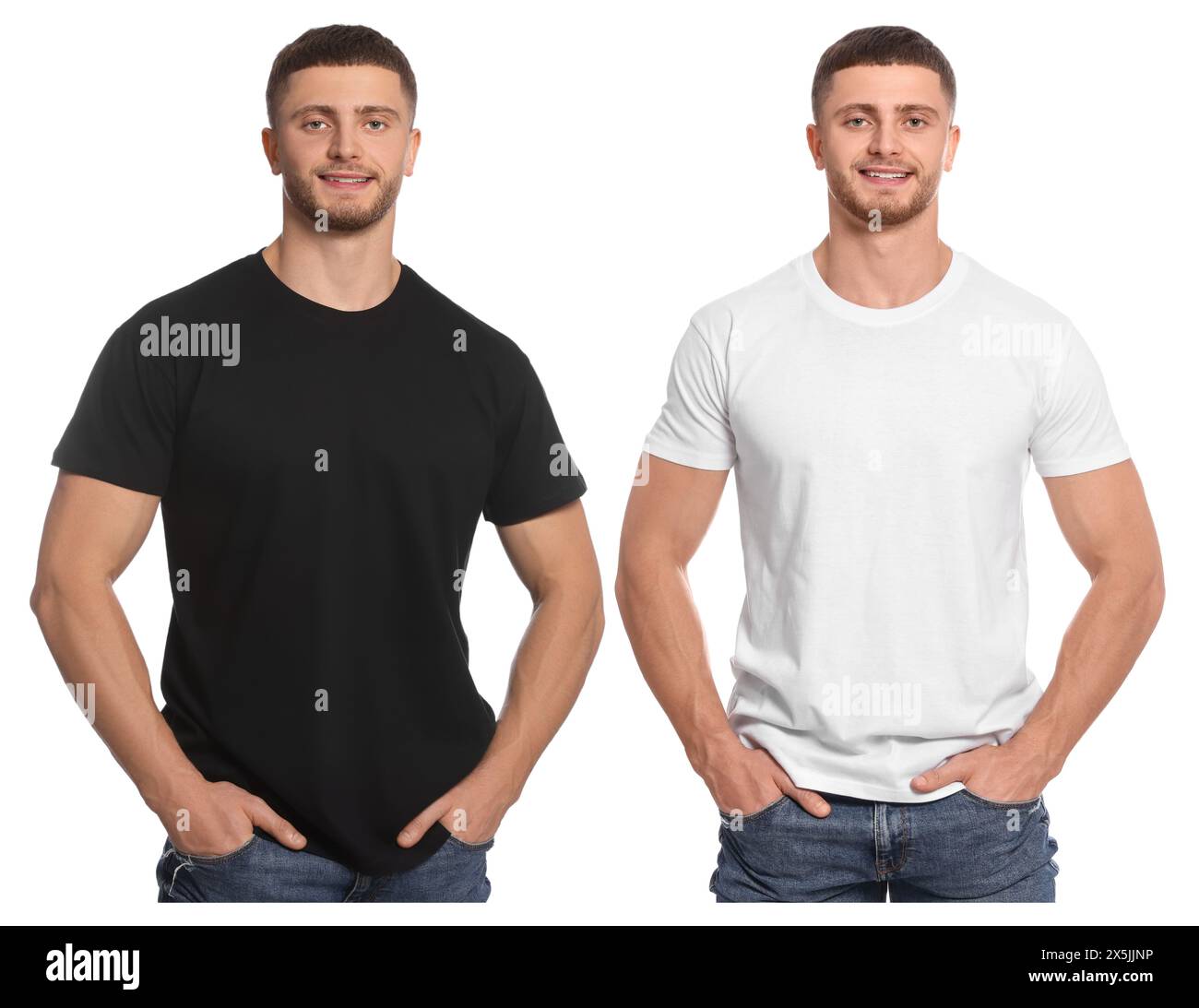 Portrait of twin brothers on white background Stock Photo - Alamy