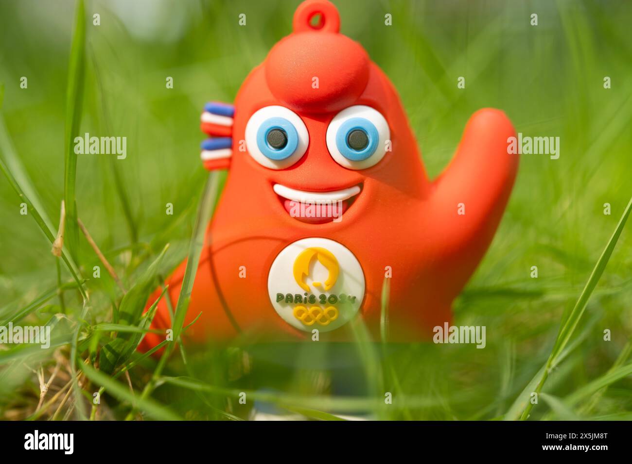 ZHONGSHAN China-May 5 2024: 2024 Paris Olympic Games mascot the Phryge ...