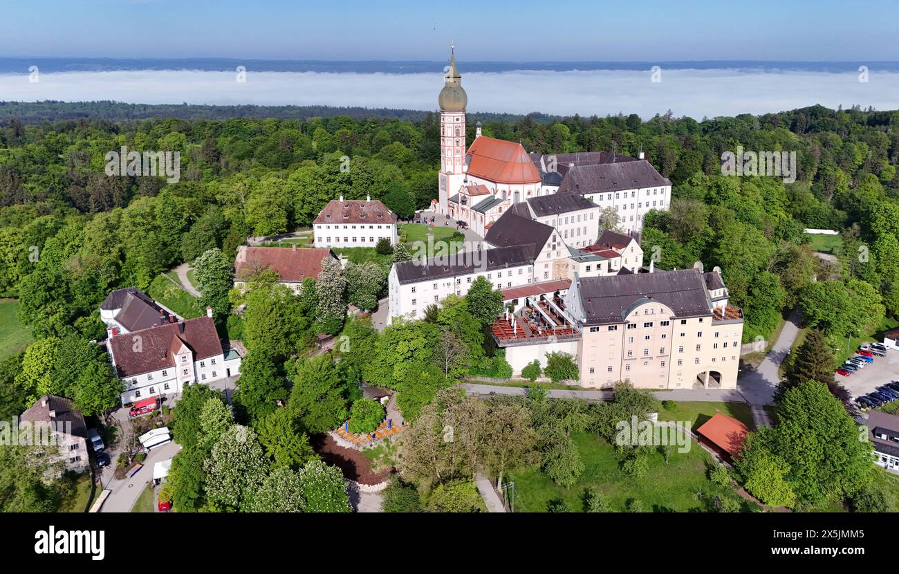 Andechs, Bayern, Deutschland 10. Mai 2024: Hier der Blick auf das ...