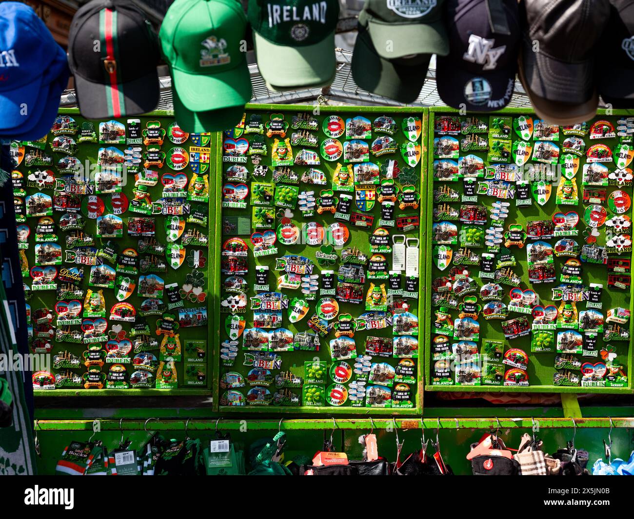 Irish themed souvenirs for sale at a market stall on College Green in ...