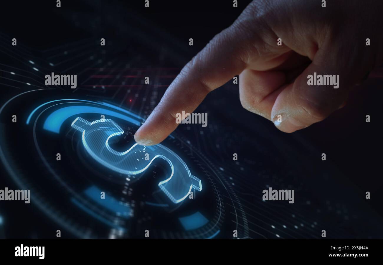 Dollar money USD finance symbol digital abstract 3d concept. Finger ...