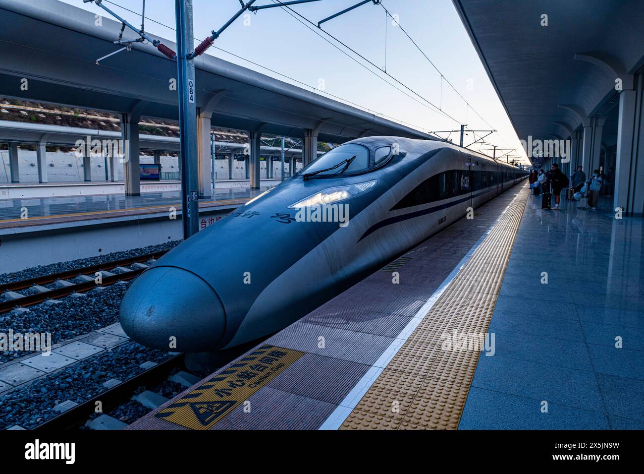 High speed train in the giant railway station of Quanzhou, Fujian ...
