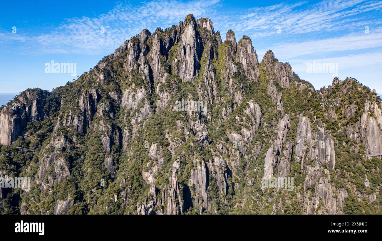 Aerial of the Taoist Sanqing Mountain, UNESCO World Heritage Site ...