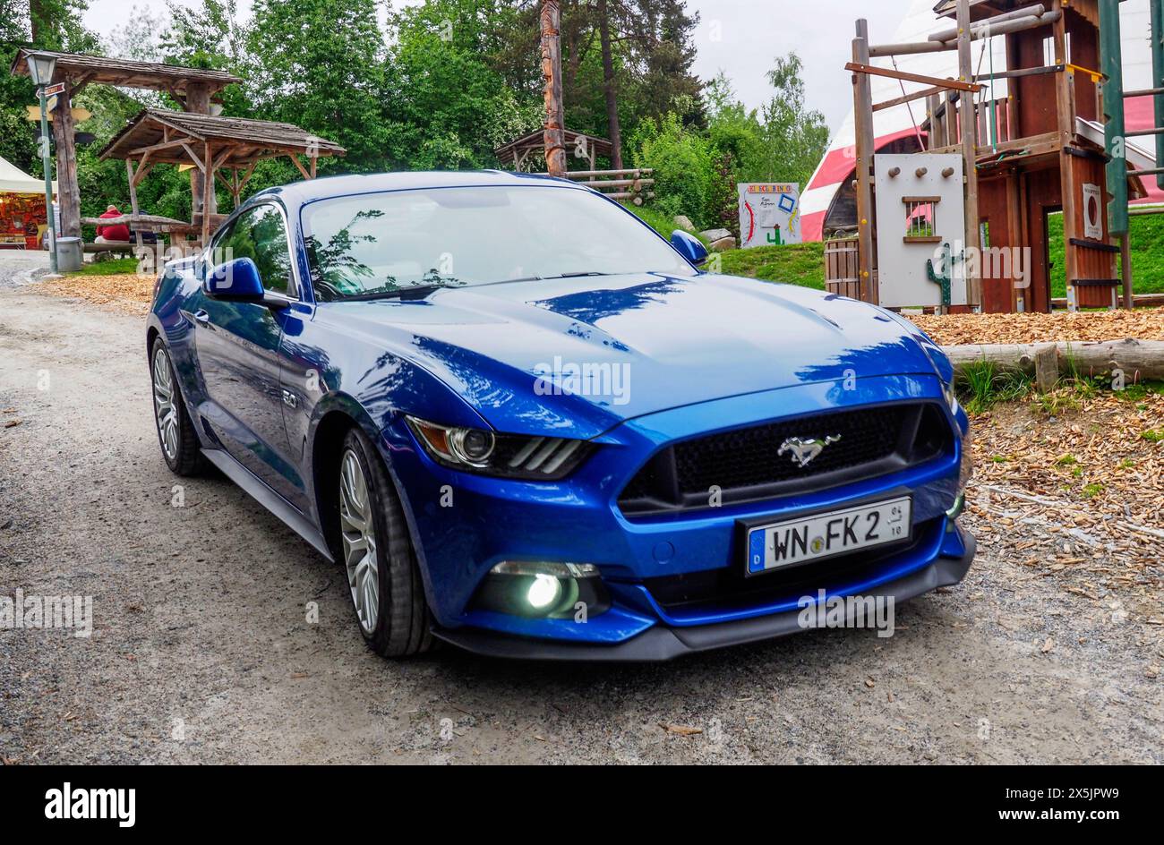 Ford Mustang GT sixth generation after restyling with a 5.0 engine. The ...