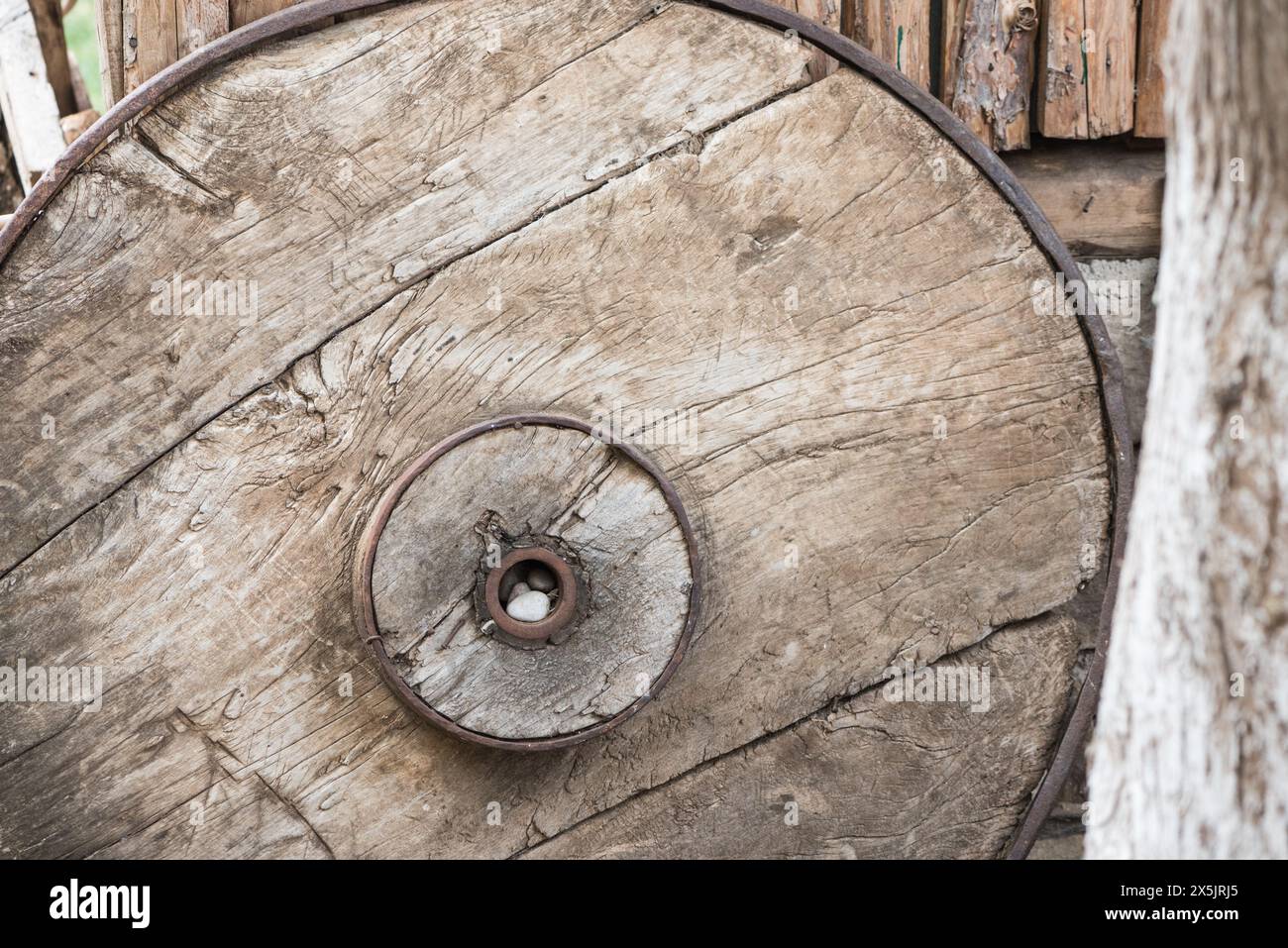 Wheel of an wooden farm cart at Geyre in Turkiye Stock Photo - Alamy