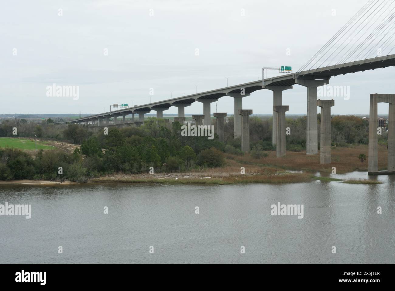 The cable-stayed Talmadge Memorial Bridge is a bridge in the United ...
